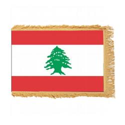 Republic of Lebanon Fringed Flag with Pole Hem | FlagandBanner.com