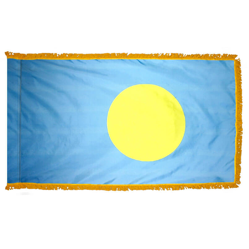 Republic of Palau (Belau) Flag with Fringe and Pole Hem | FlagandBanner.com