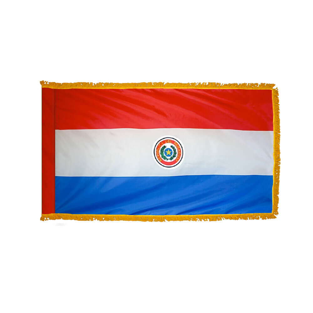 Republic of Paraguay Fringed Flag with Pole Hem | FlagandBanner.com
