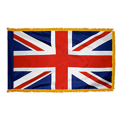 United Kingdom Fringed Flag with Pole Hem | FlagandBanner.com