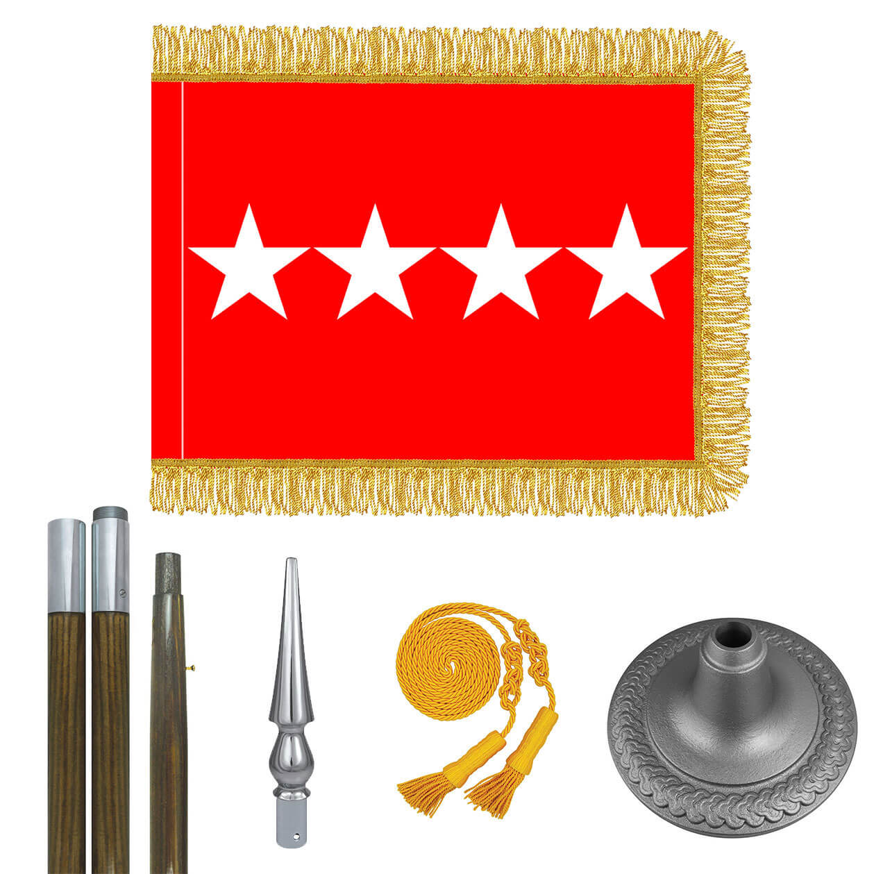 Oak And Chrome Army General Flag Kit | FlagandBanner.com
