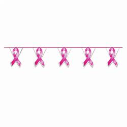 Pink Ribbon String Pennants | FlagandBanner.com