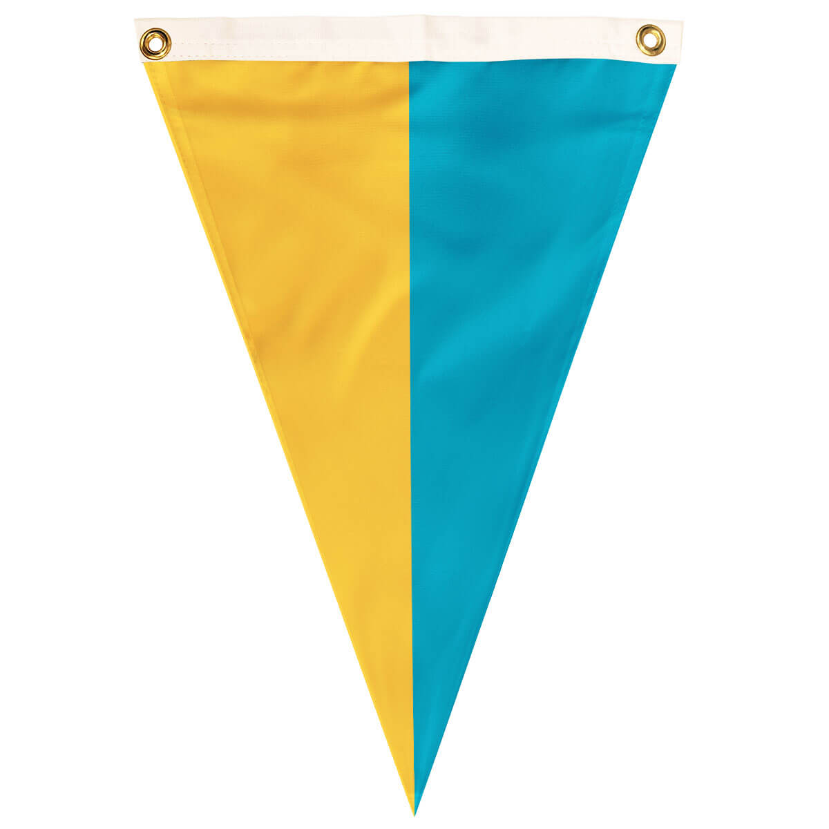 Nylon Turquoise-Spanish Yellow Bi-Color Single Pennant | FlagandBanner.com
