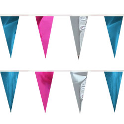 Pink/Silver/Turquoise String Pennants, PENNSCR6BY | FlagandBanner.com