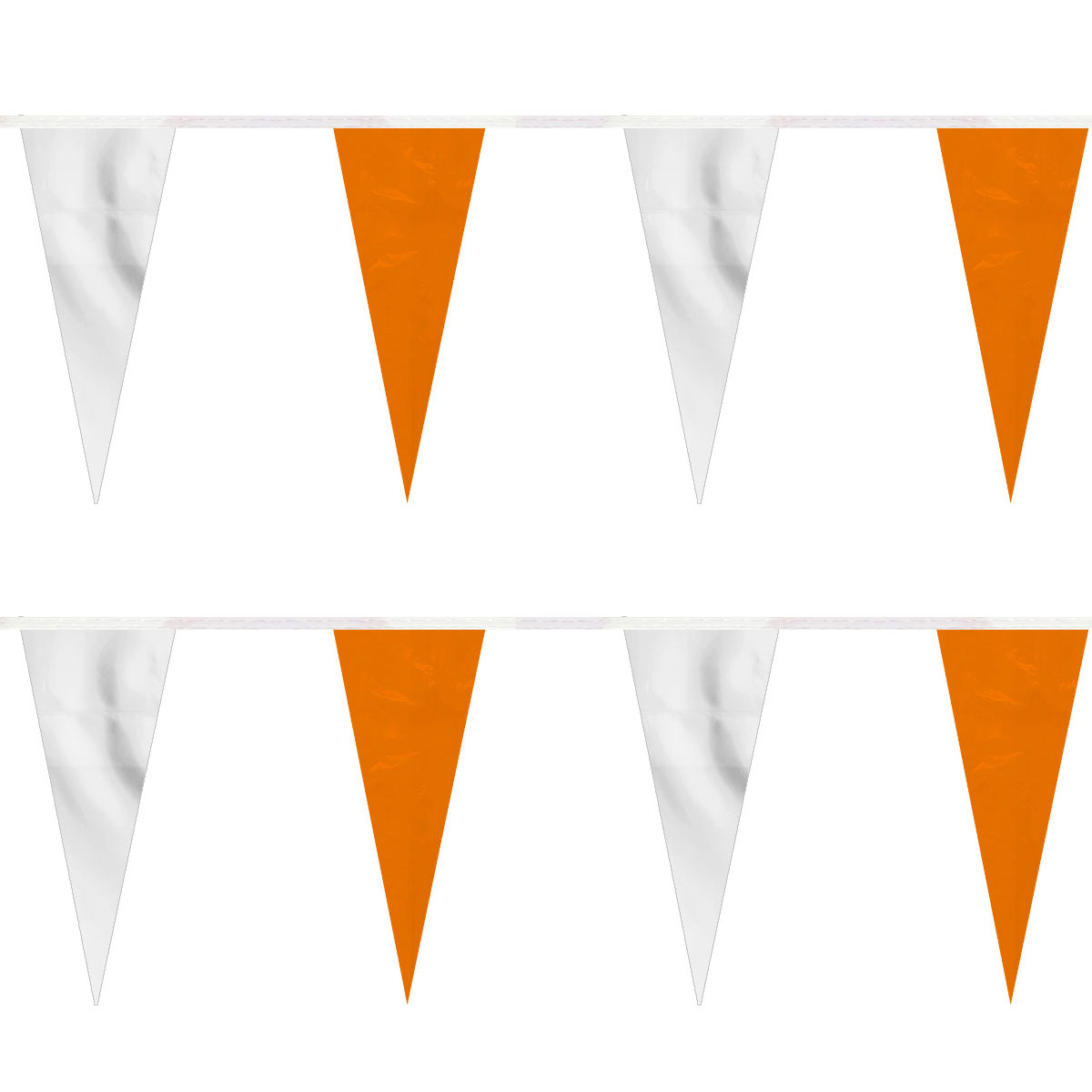 Orange/White Heavy Duty String Icicle Pennants | FlagandBanner.com
