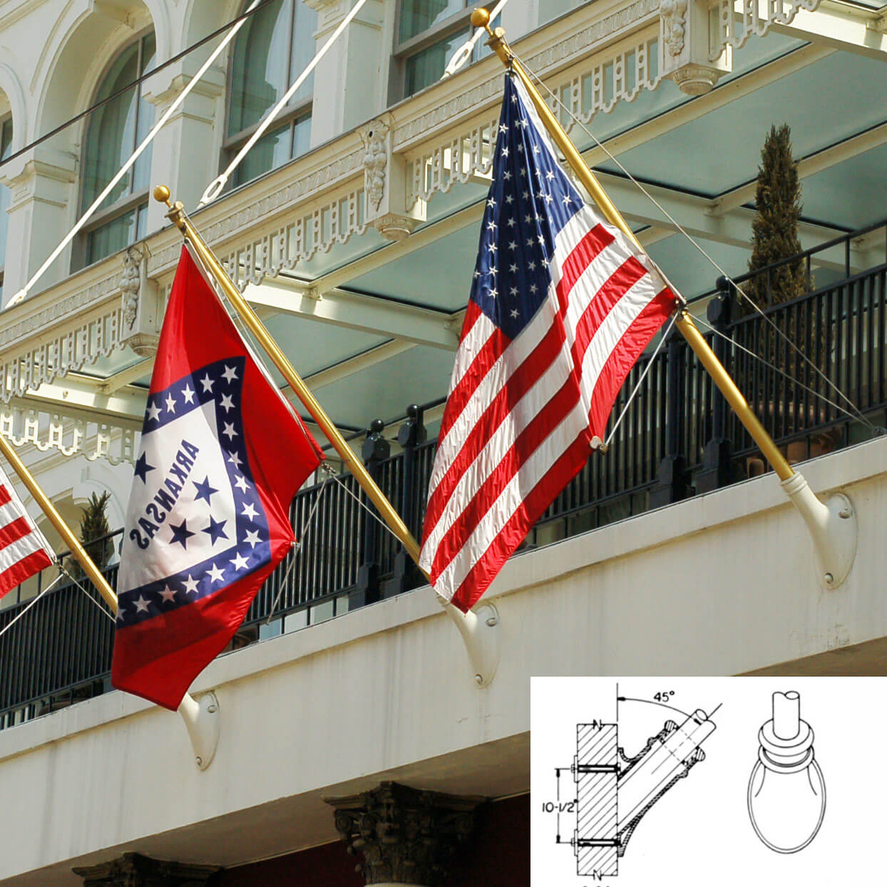 45 Angle Tapered Shaft Outrigger Flagpoles | FlagandBanner.com