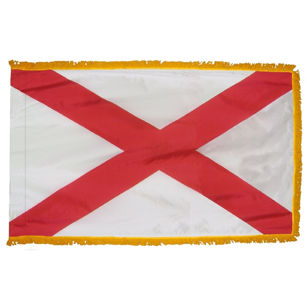 Alabama Flag Fringed with Pole Hem | FlagandBanner.com