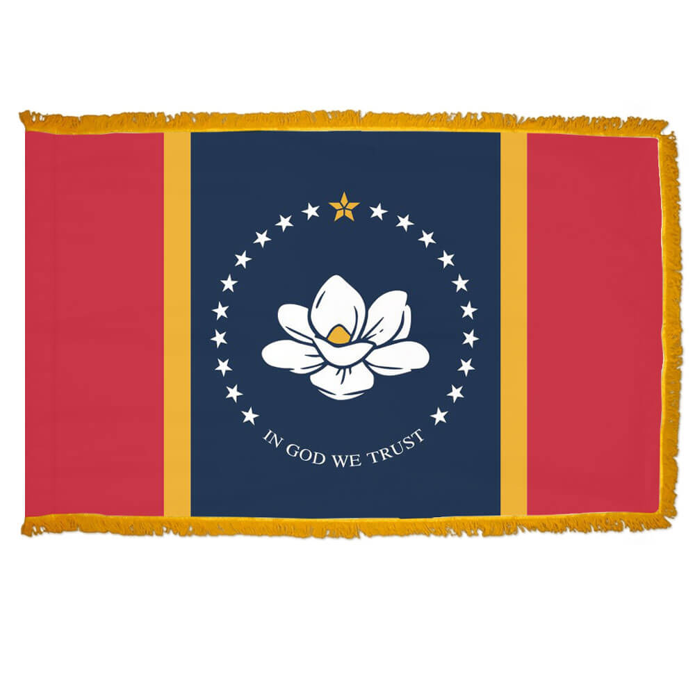 Mississippi Fringed Flag with Pole Hem | FlagandBanner.com
