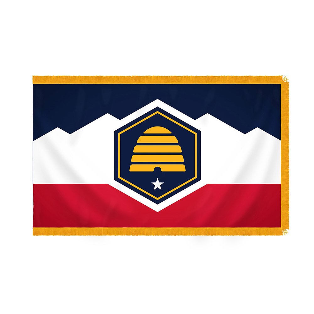 Utah Fringed Flag with Pole Hem | FlagandBanner.com
