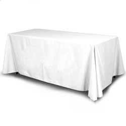 White Table Throw for 8 ft. Table (155 Denier Polyester) | FlagandBanner.com