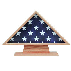 Triangle flag case on pedestal | FlagandBanner.com